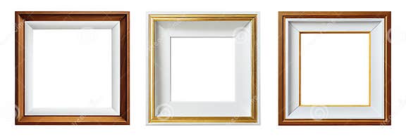 White Square Wooden Frames Isolated on White Stock Photo - Image of ...