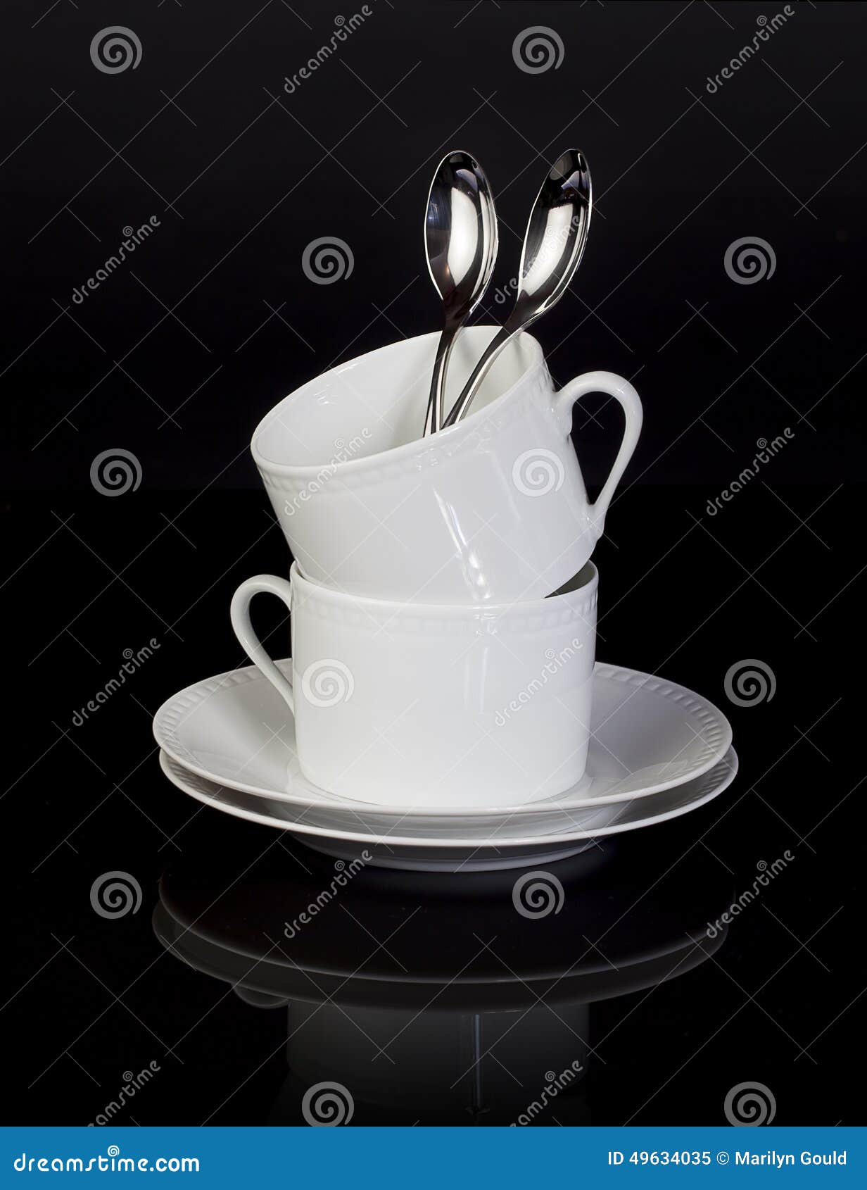 White Stacked Coffee Cups with Spoons Stock Image - Image of marilyn ...