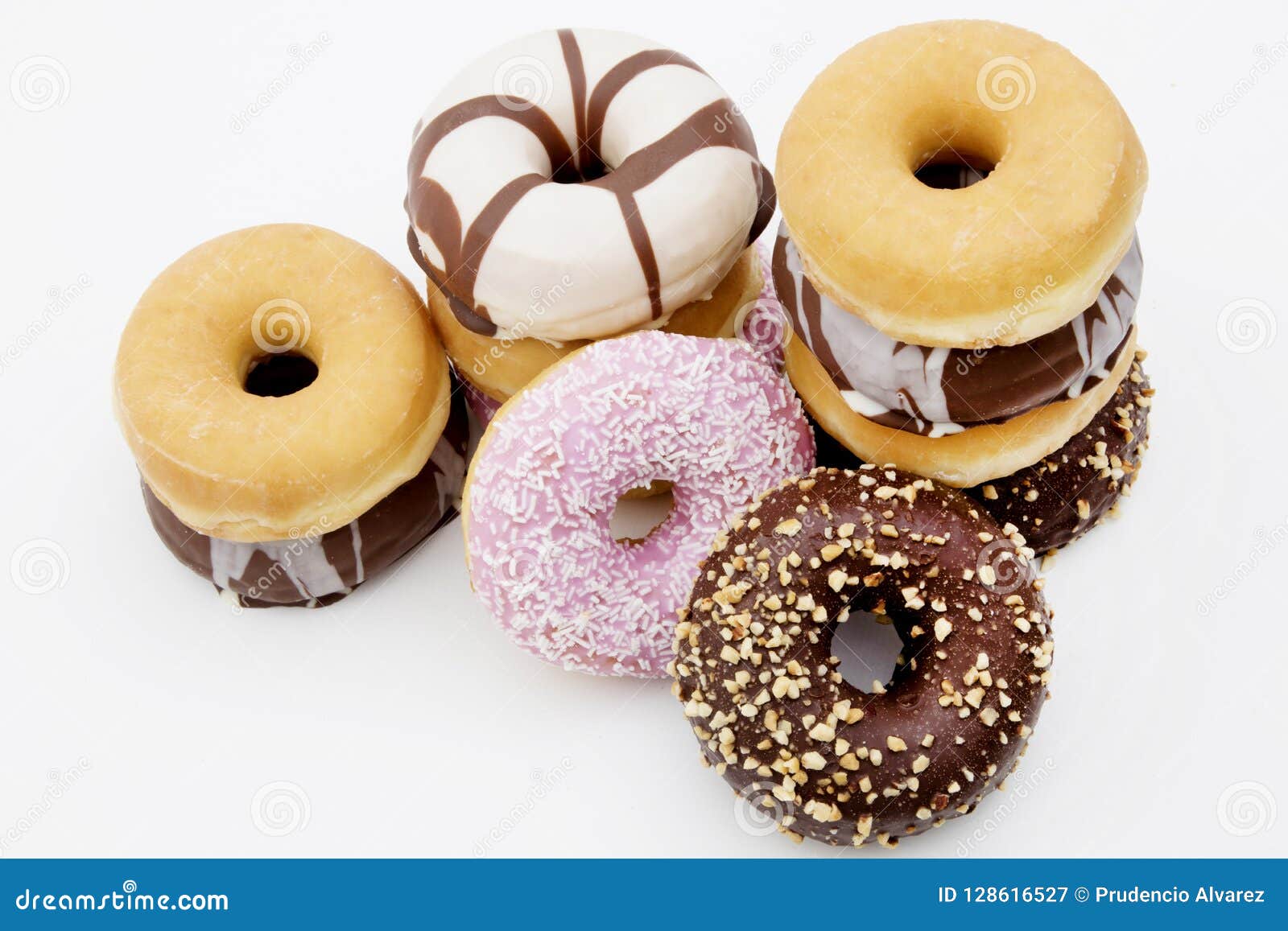 Stacked isolated donuts stock image. Image of fried - 128616527