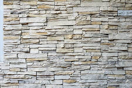 White Stacked Slabs Stone Wall Cladding Panels. Stock Image - Image of ...