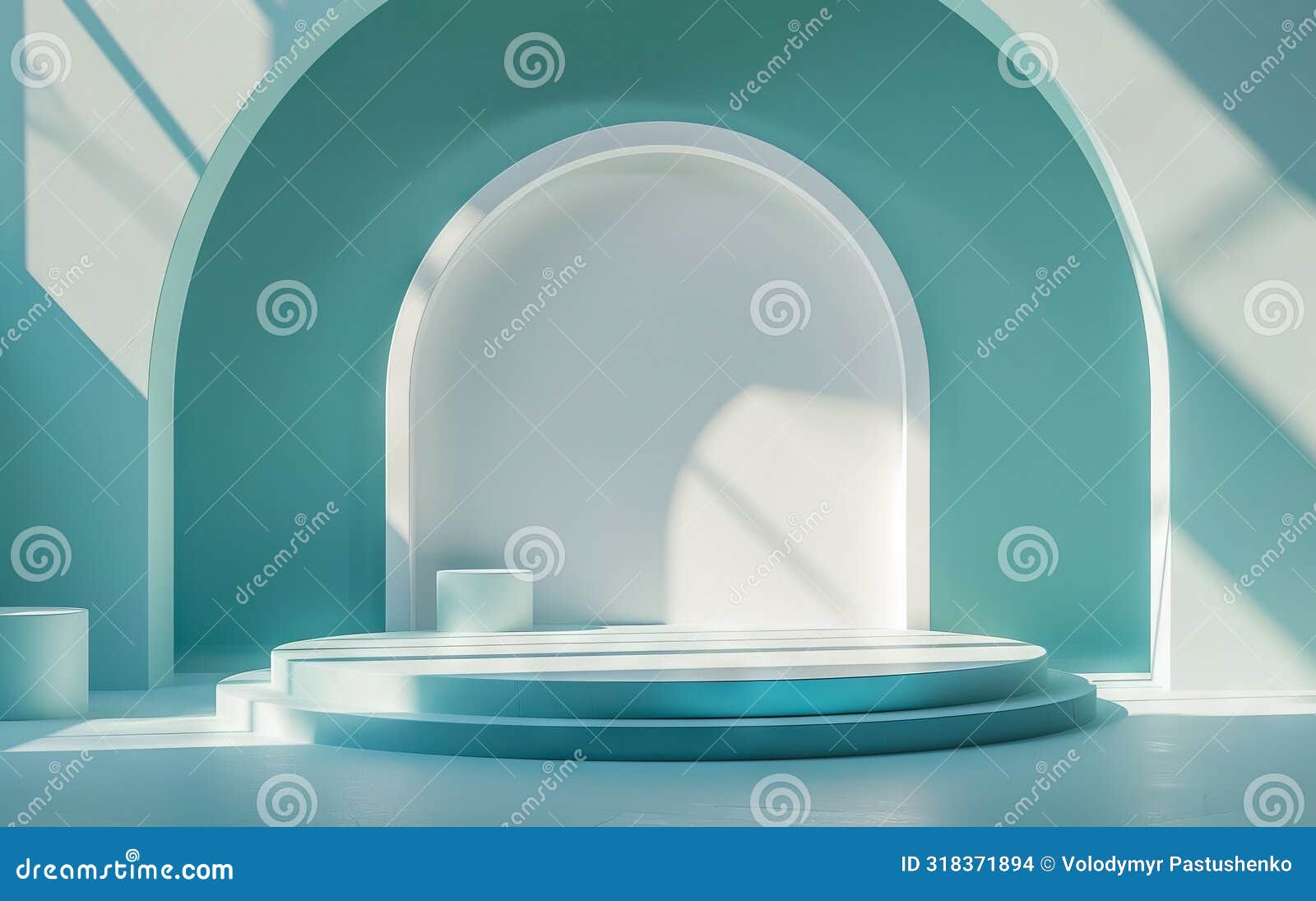 A White Stage with an Archway and Pillars Stock Photo - Image of design ...