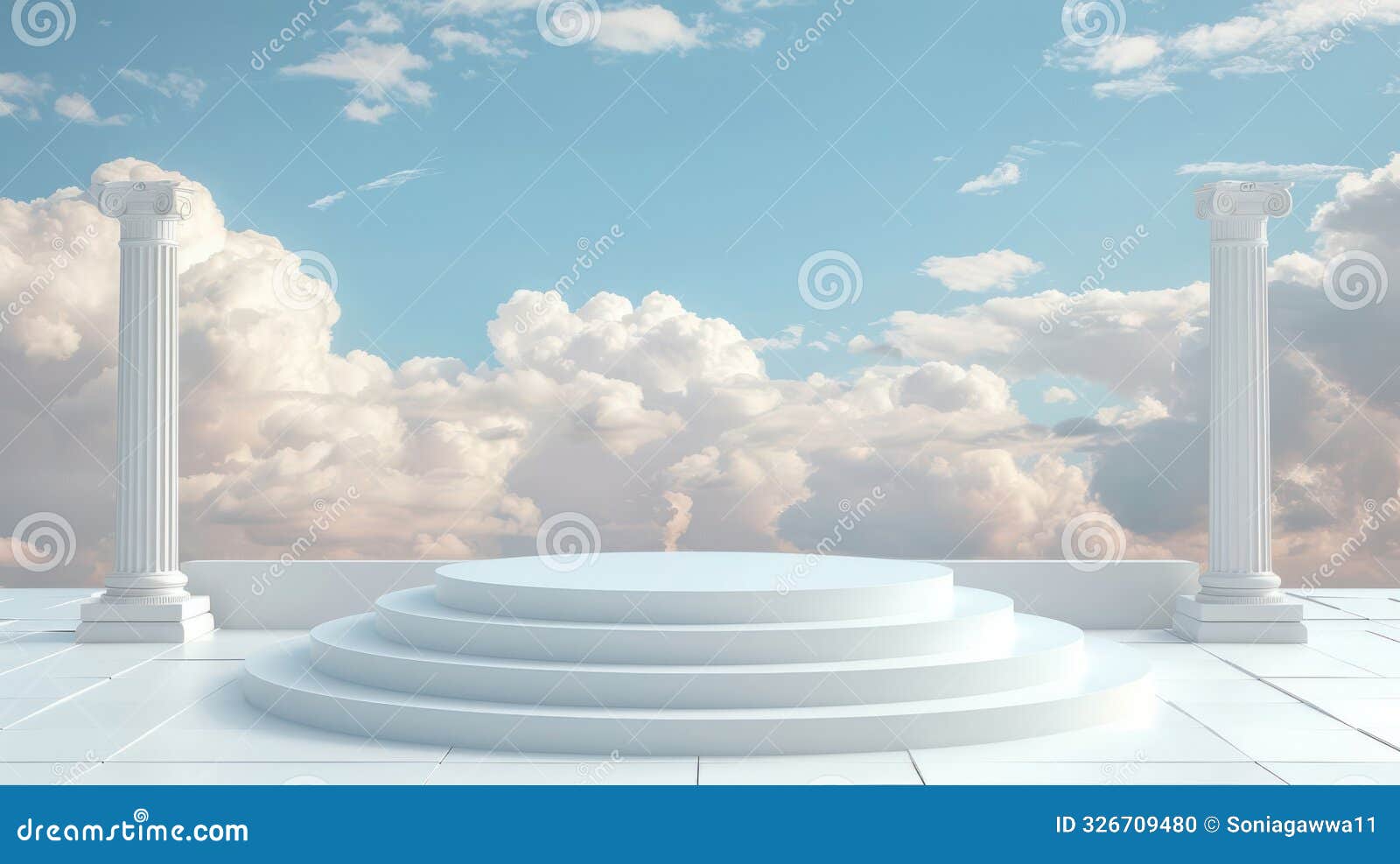 A White Stage with a Blue Sky in the Background Stock Illustration ...