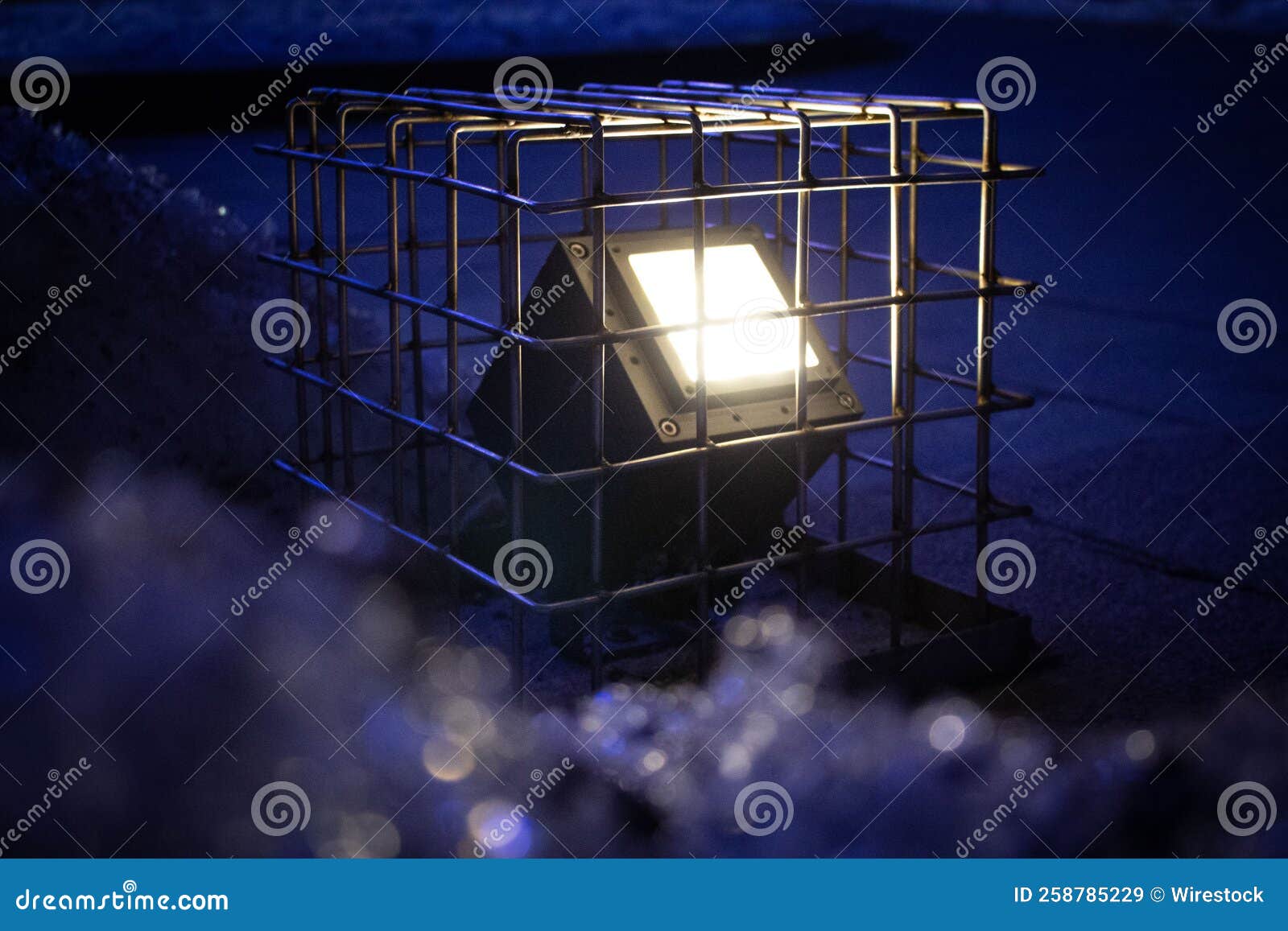 White Stage Light in the Cage at Night Stock Image - Image of event ...