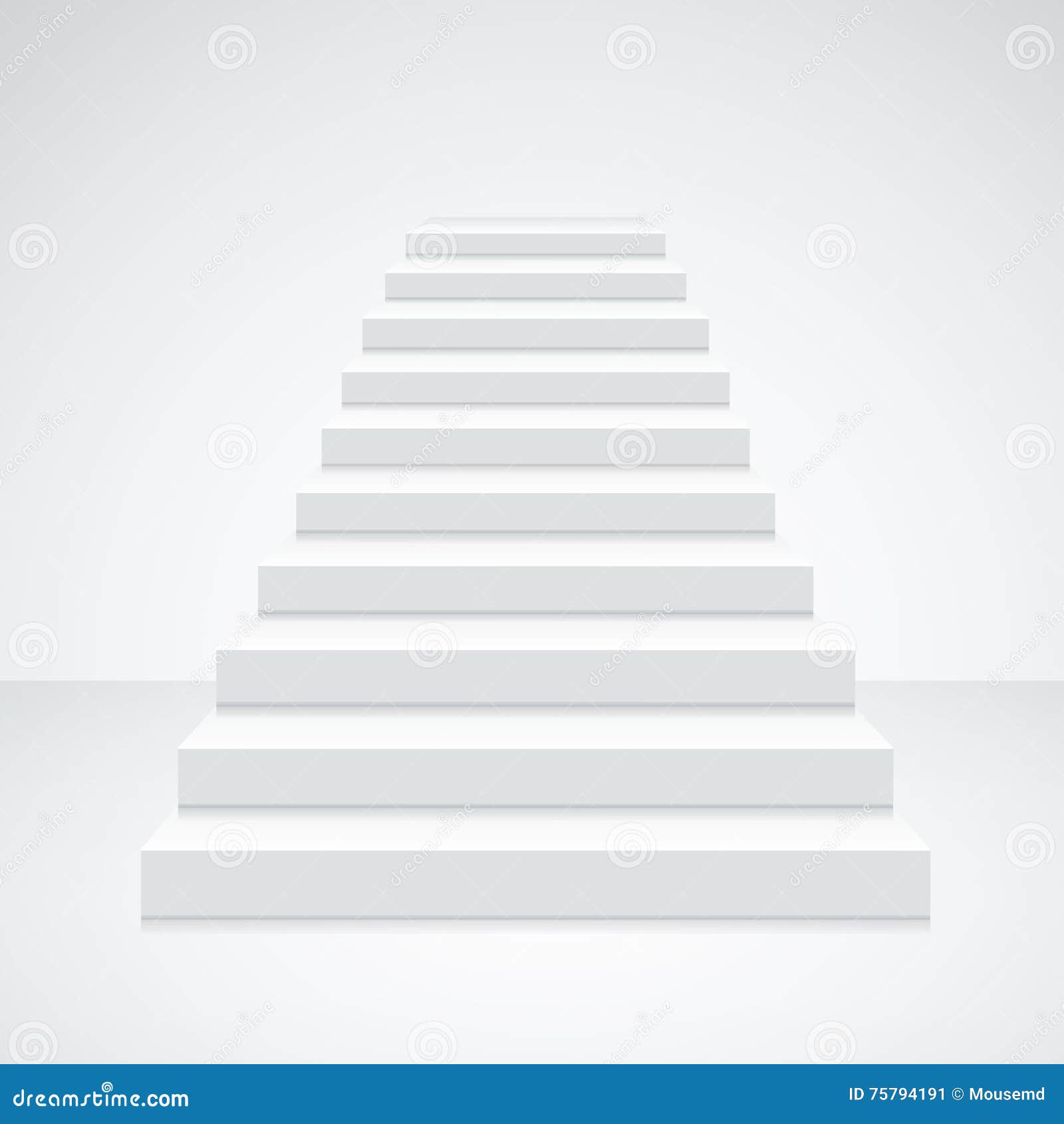 White Staircase Vector. 3D Realistic Illustration. Front View Of Clean ...