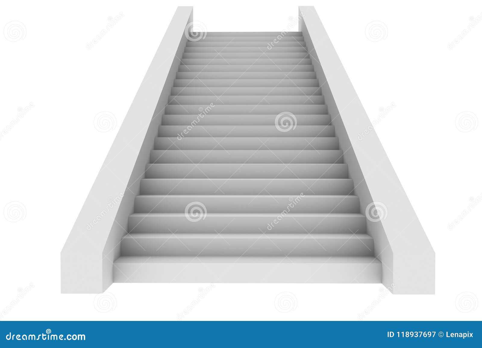 White Staircase Vector. 3D Realistic Illustration. Front View Of Clean ...