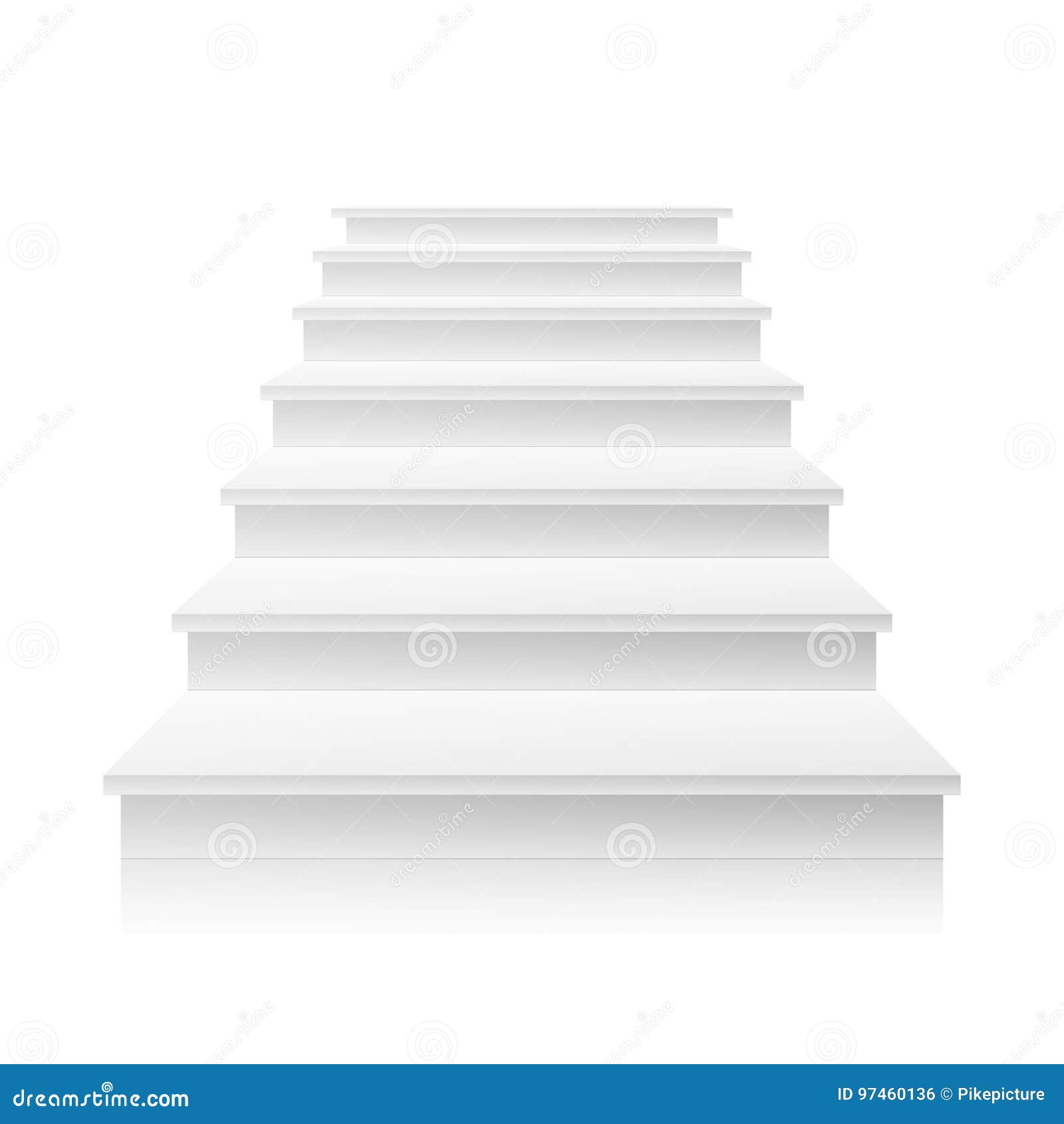 White Staircase Vector. 3D Realistic Illustration. Front View Of Clean ...