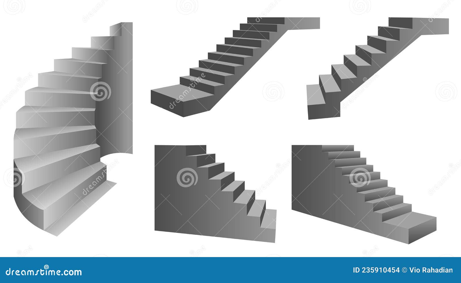 Realistic Staircases Side View, Illustration of Stairs from the Side ...