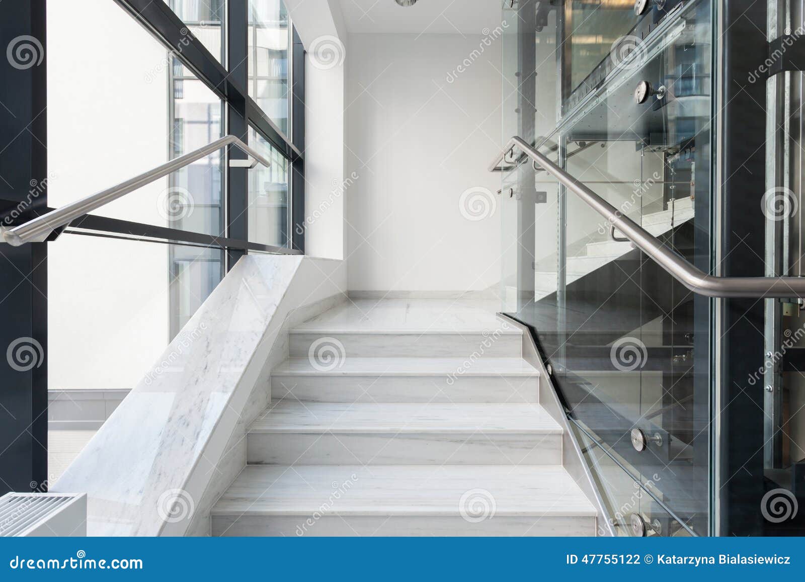 White Stairs in Business Building Stock Photo - Image of interior ...