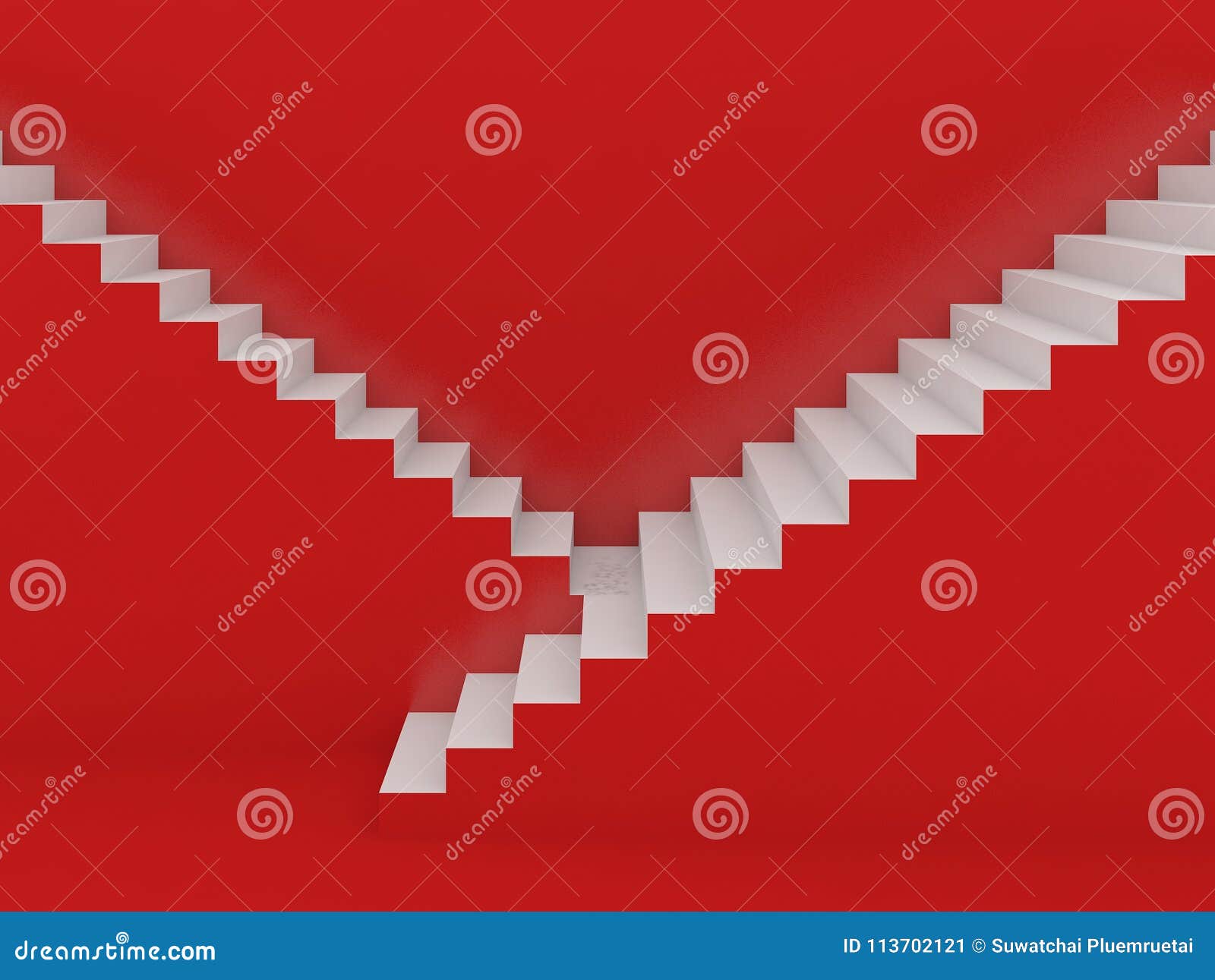 White Stairs in Red Background ,3d Stock Illustration - Illustration of ...
