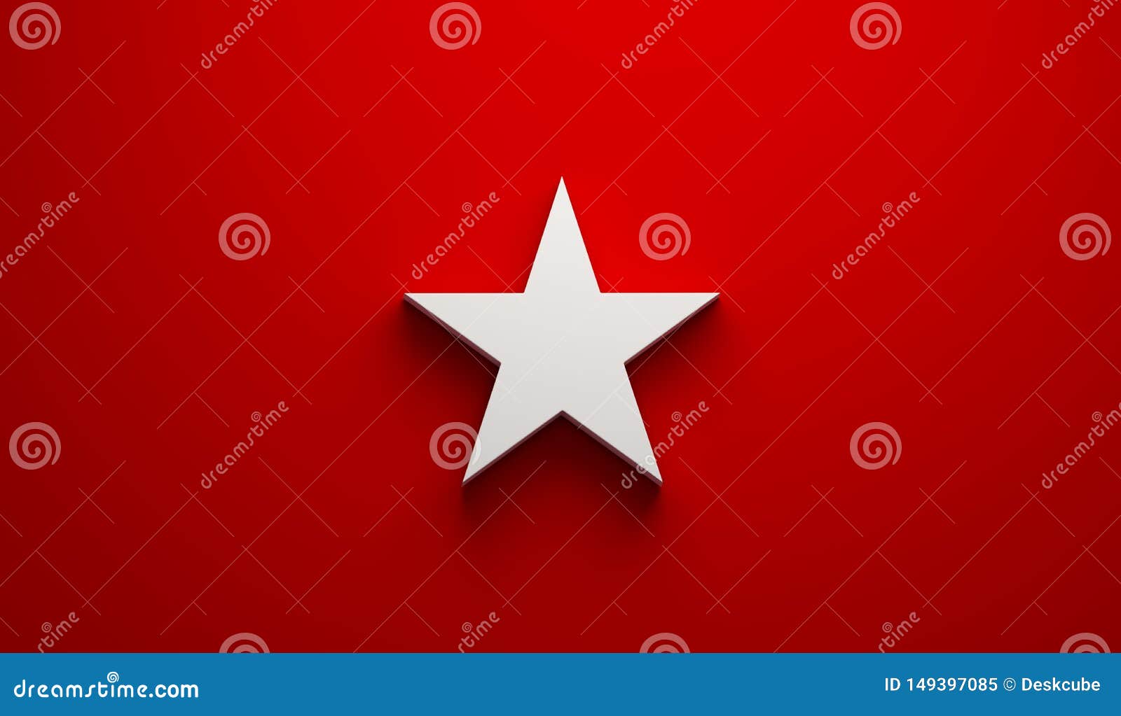 White Star Symbols in Red Background. 3D Render Illustration Stock ...