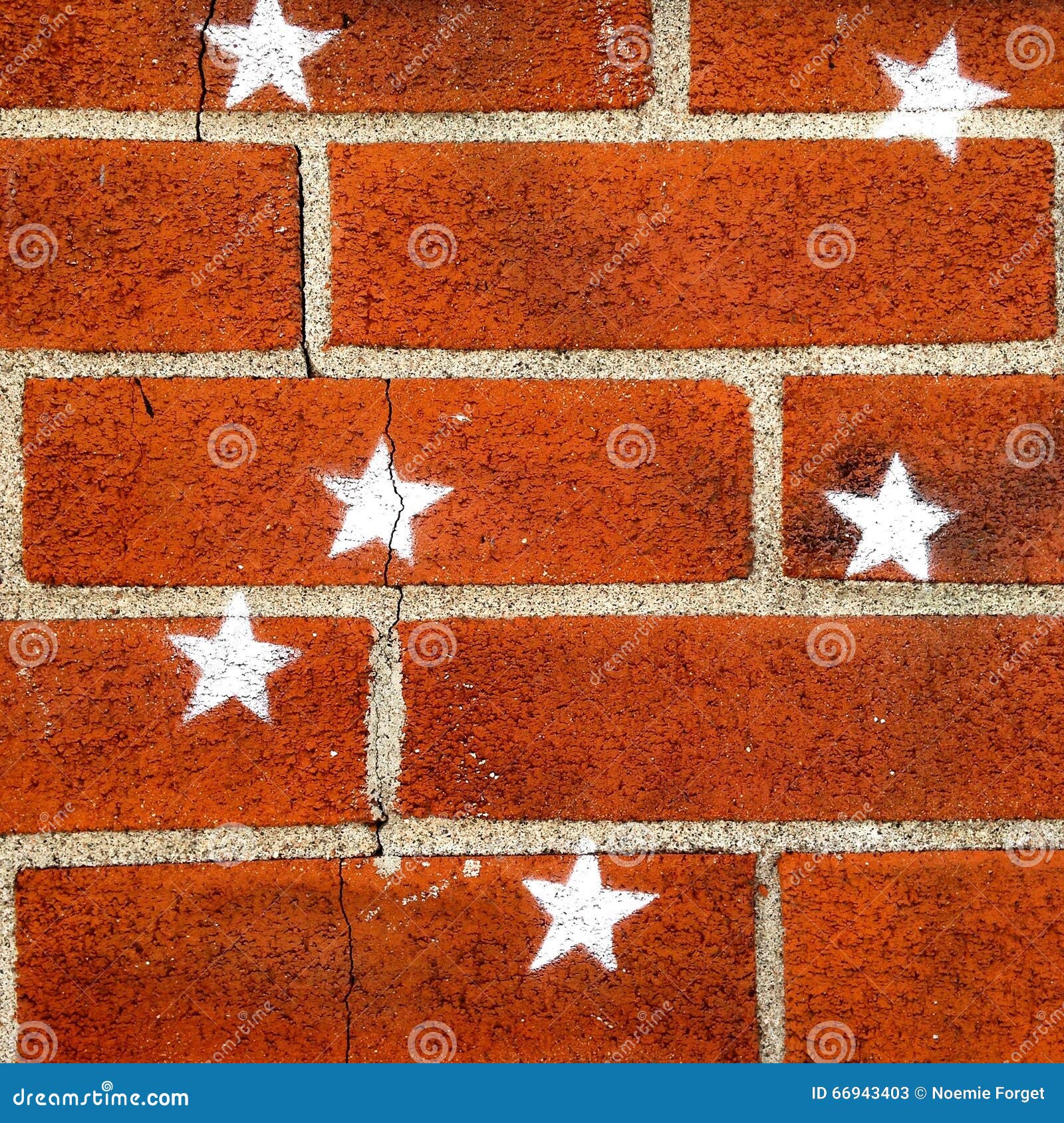 White Stars Painted on Brick Wall Stock Image - Image of colored ...