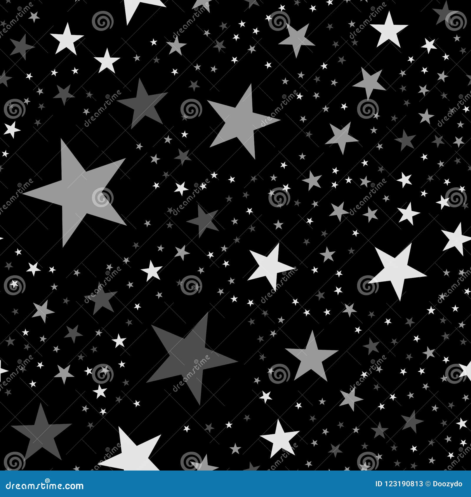 White Stars Pattern on Black Background. Stock Vector - Illustration of ...
