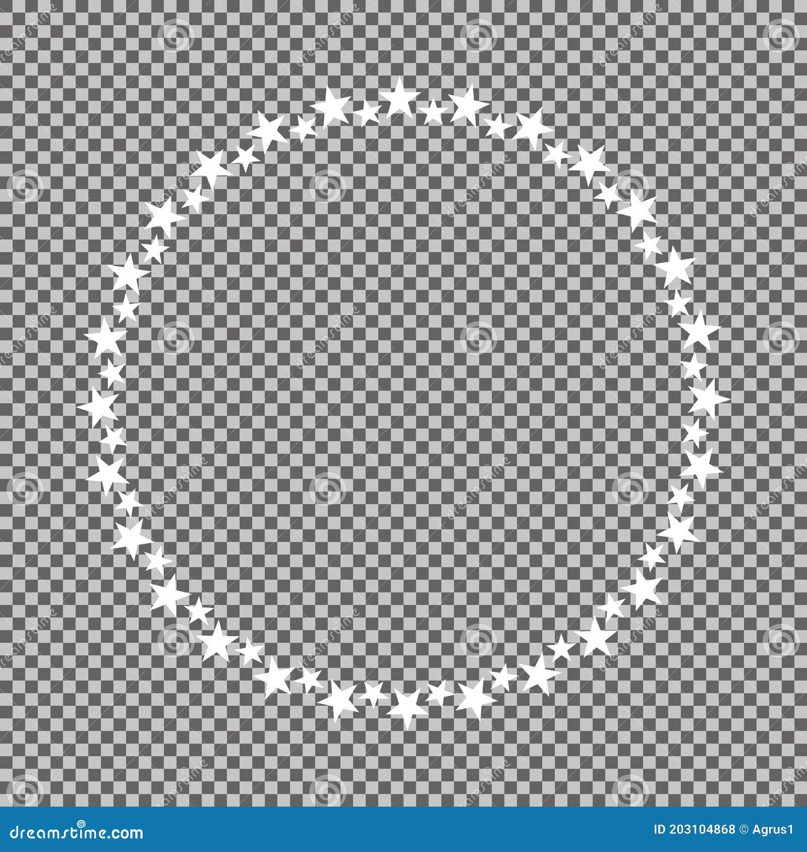 White Stars Round Frame Banner on Transparent Background Stock Vector ...