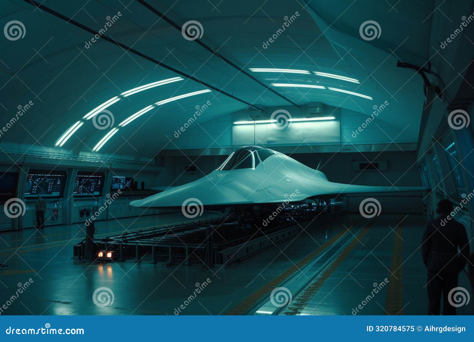Stealth Aircraft Undergoing Testing in a Wind Tunnel Stock Illustration ...