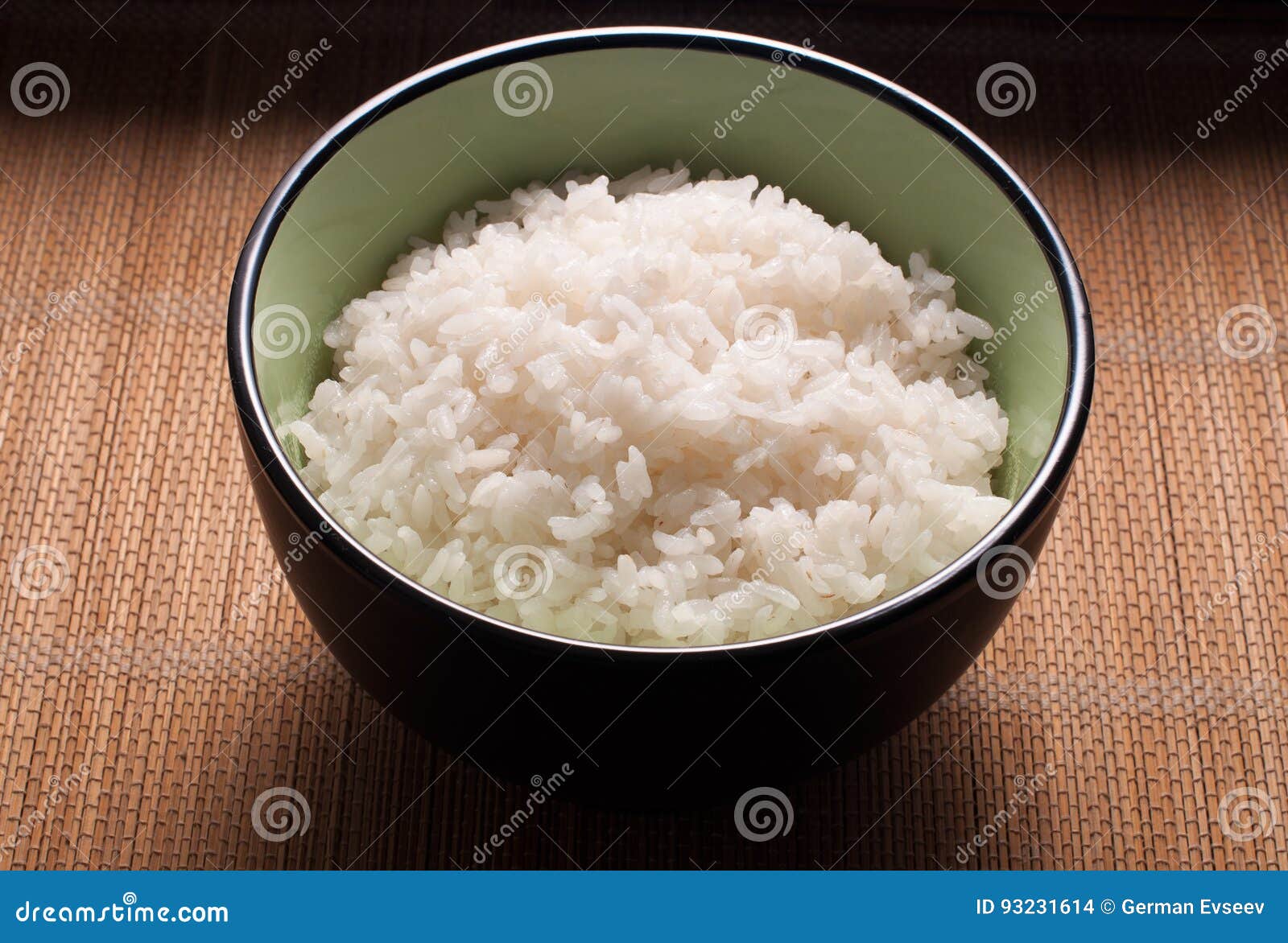 White steamed rice in bowl stock photo. Image of bamboo - 93231614