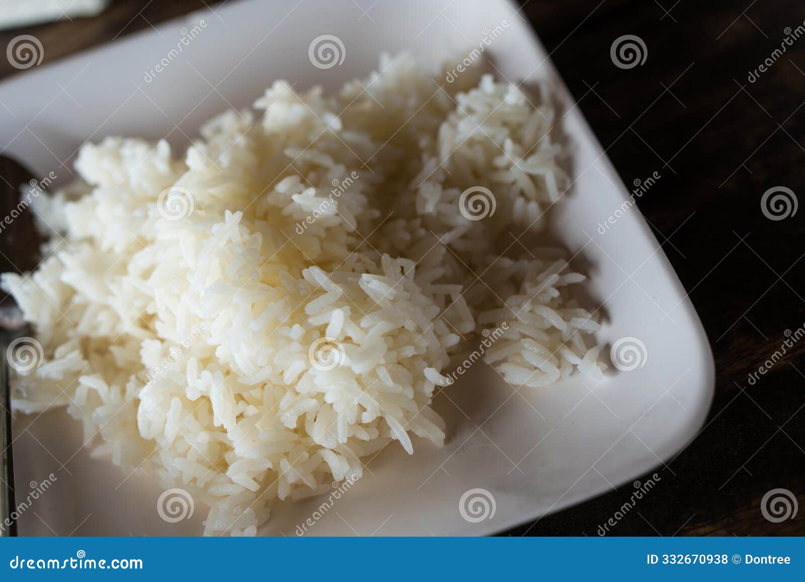 White Steamed Rice In A Dish. Chinese Steamed Wite Rice In A White Bowl ...