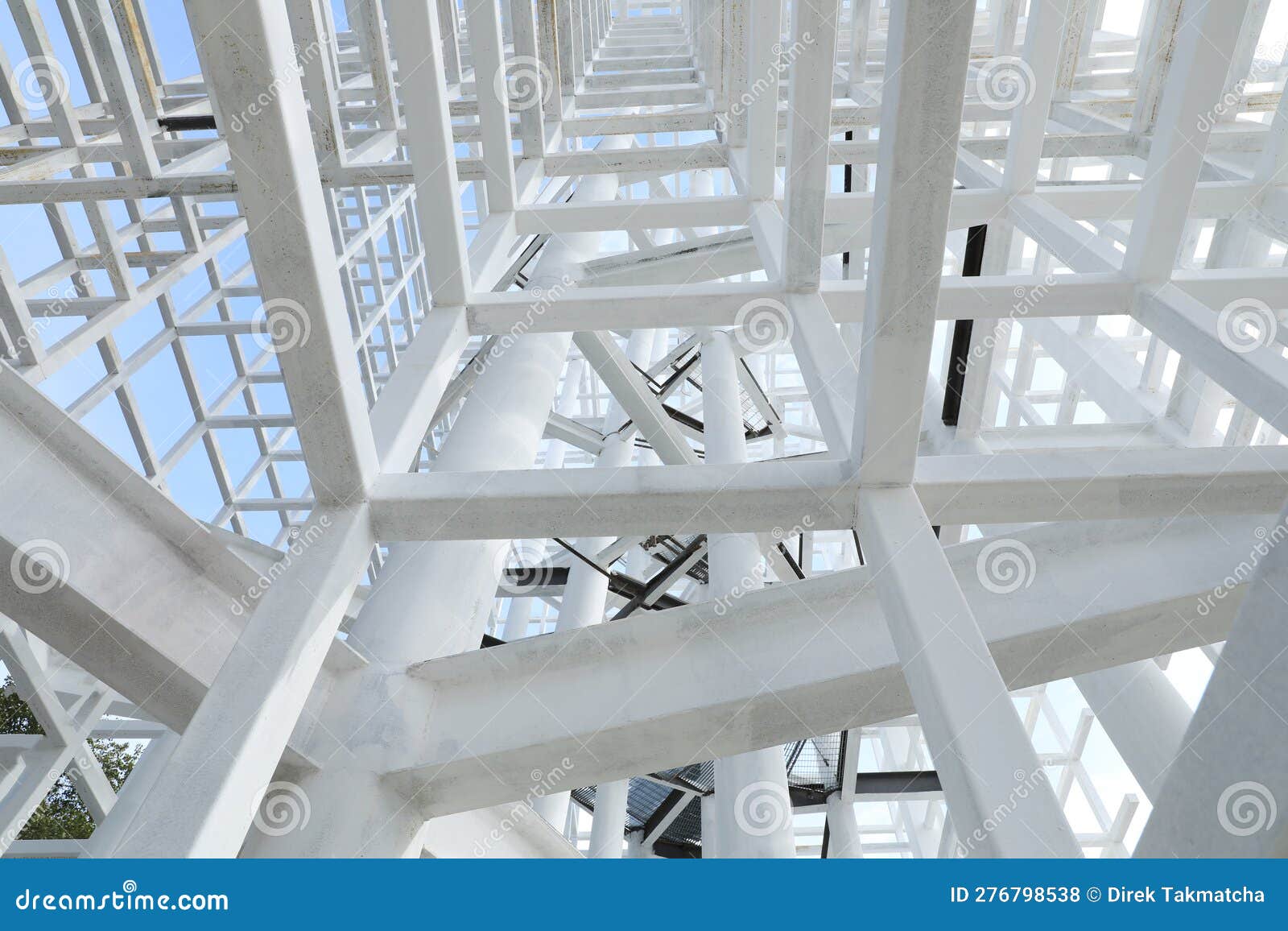 White steel beam structure stock photo. Image of perspective - 276798538