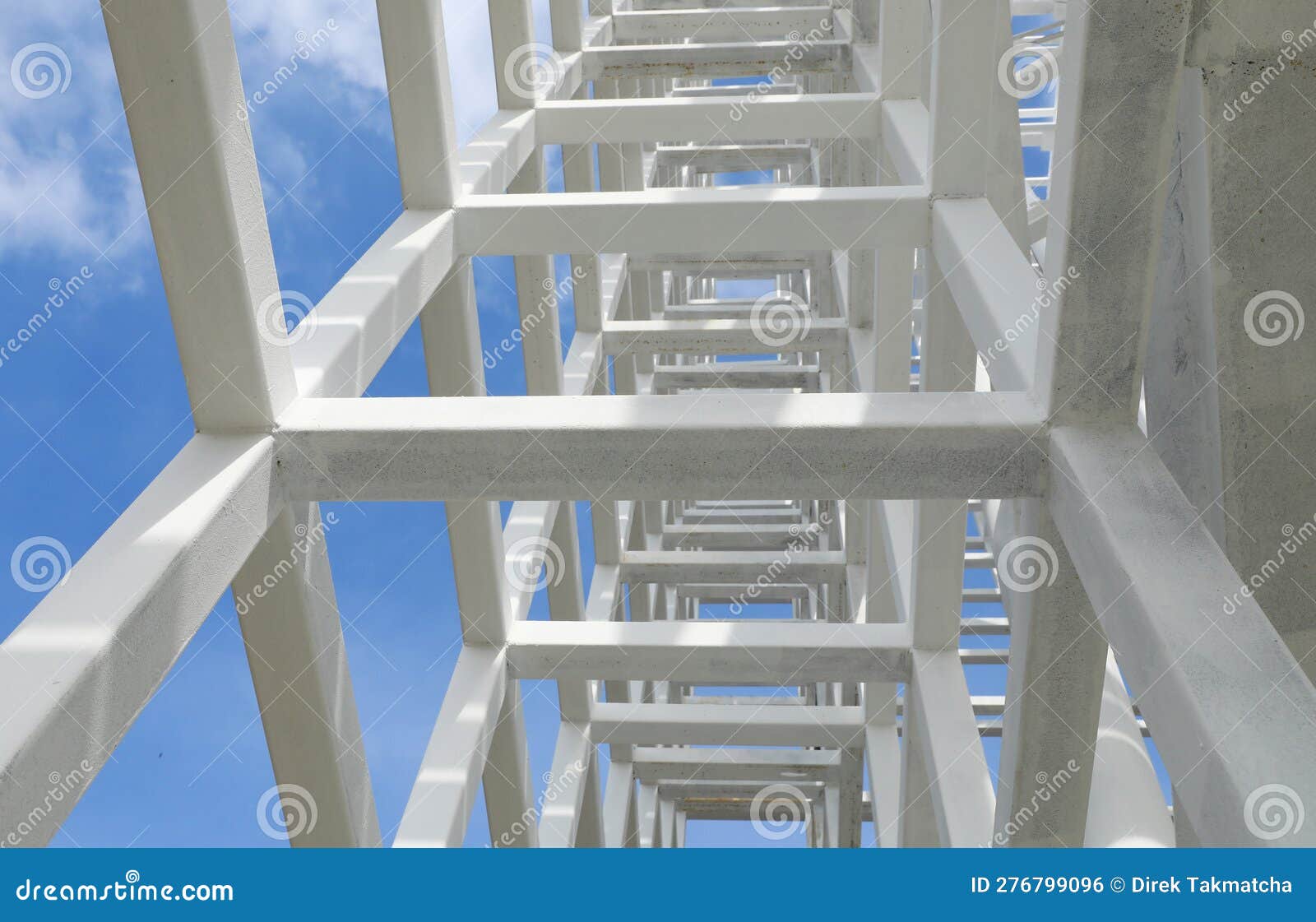 White Steel Beam Structure with Blue Sky Background. Stock Photo ...