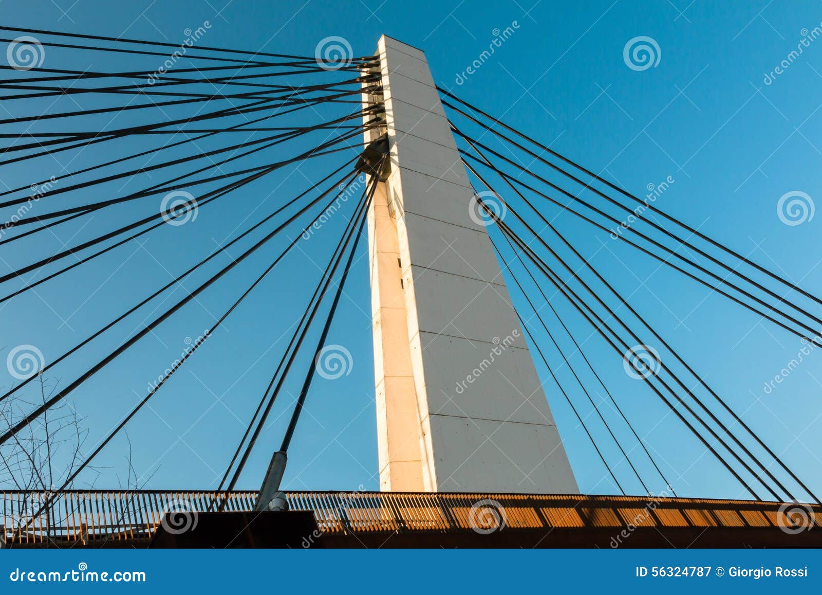 White Steel Cable Bridge in Modern Architecture Style Stock Image ...