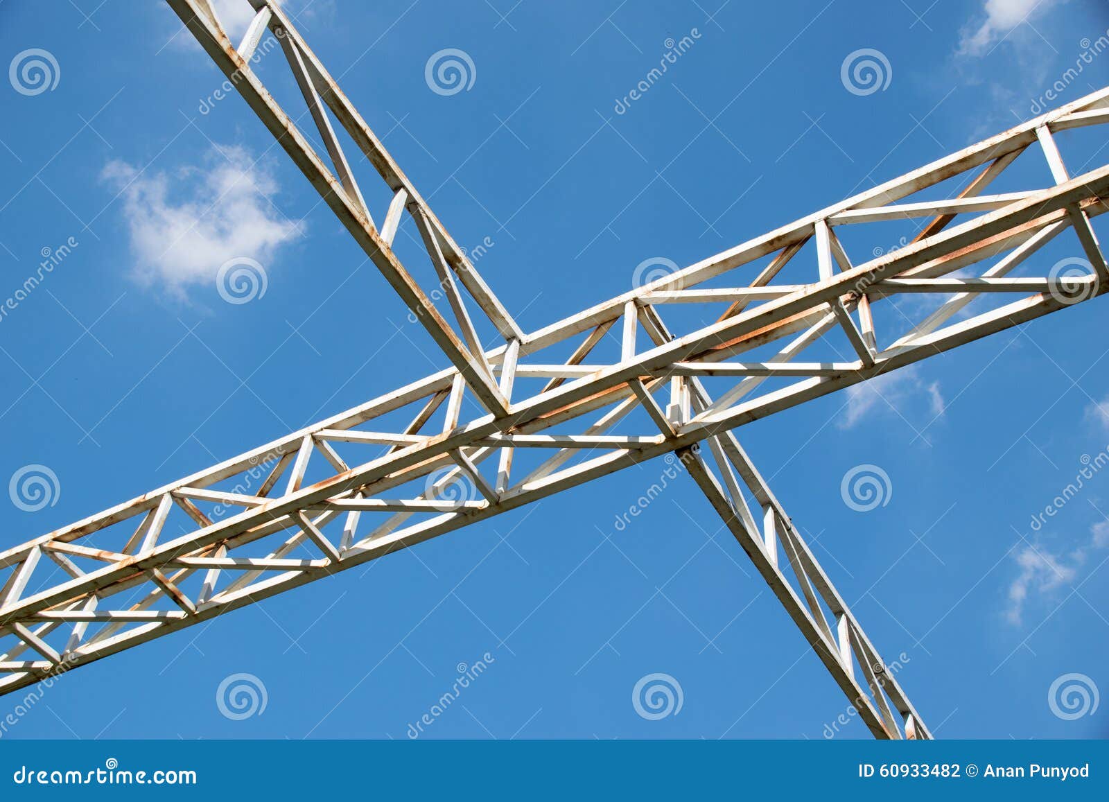 White Steel Cross Structure on Blue Sky Stock Photo - Image of beams ...