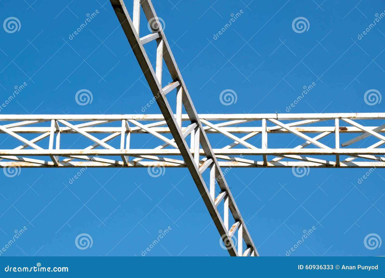 White Steel Cross Structure on Blue Sky Stock Image - Image of beam ...