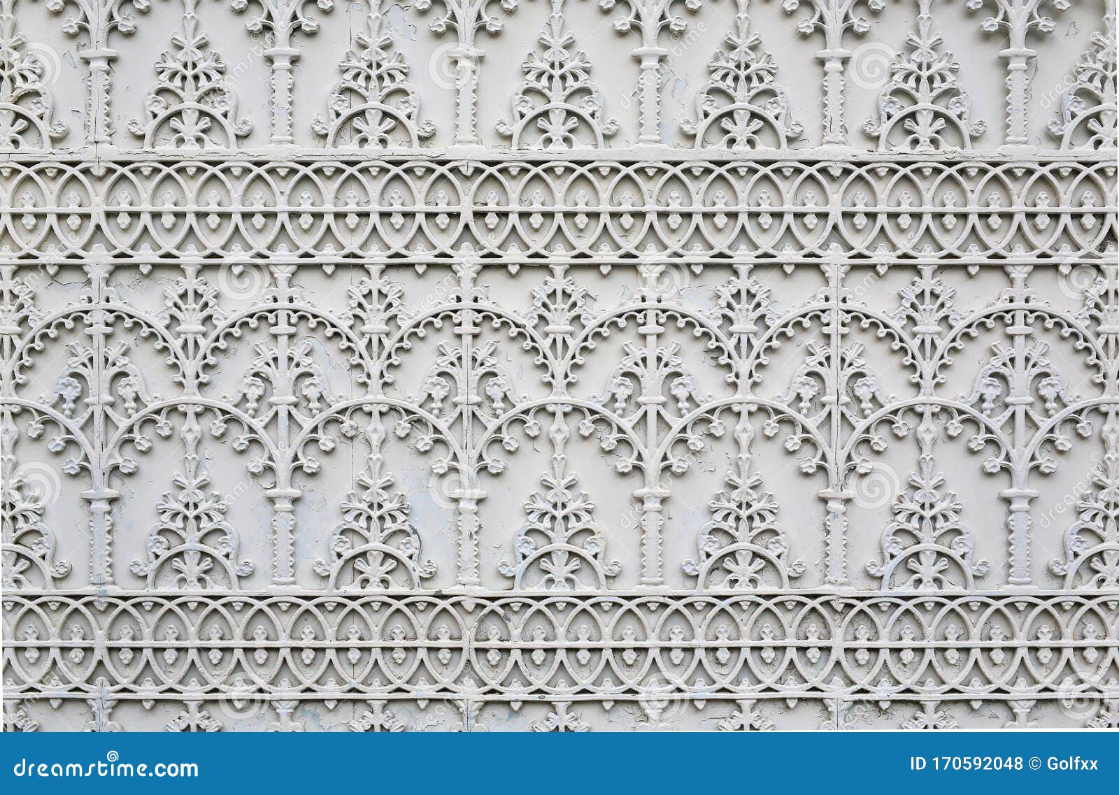 White Steel Fence with Thai Style Pattern Stock Photo - Image of ...