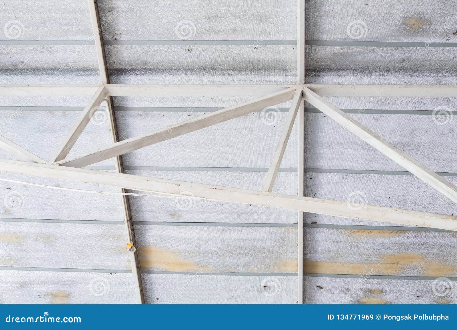 White Steel Frame for the Roof Structure Stock Image - Image of ...