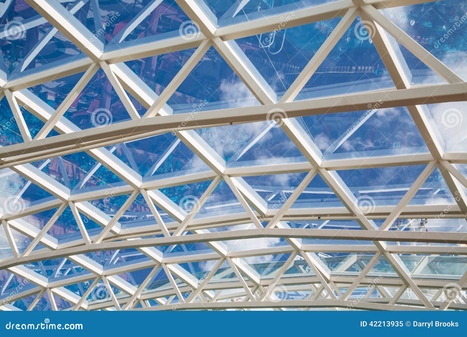 White Steel Support for Glass Ceiling Stock Image - Image of industry ...