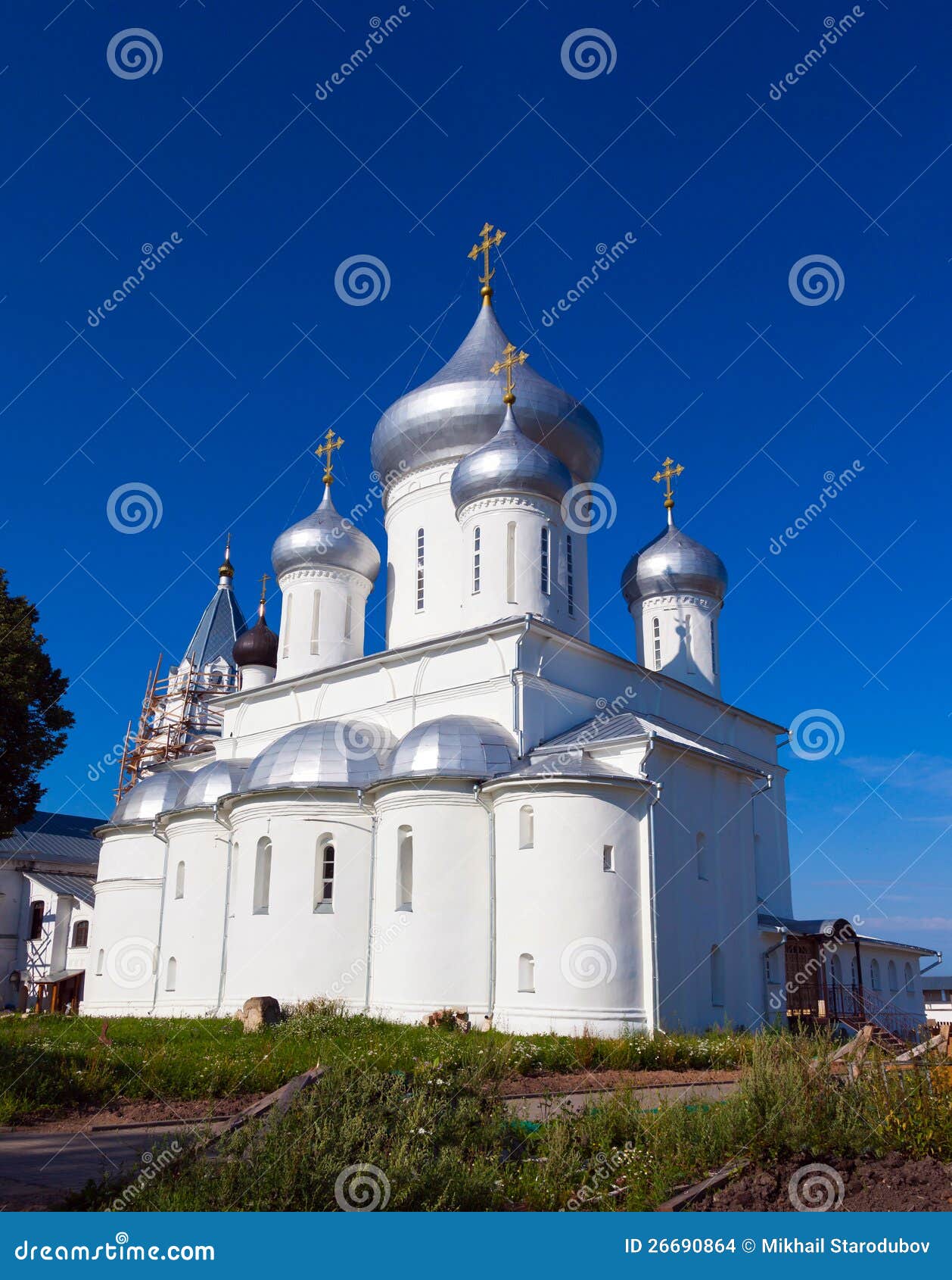 White Steeple Church with Three Domes Stock Photo - Image of ...