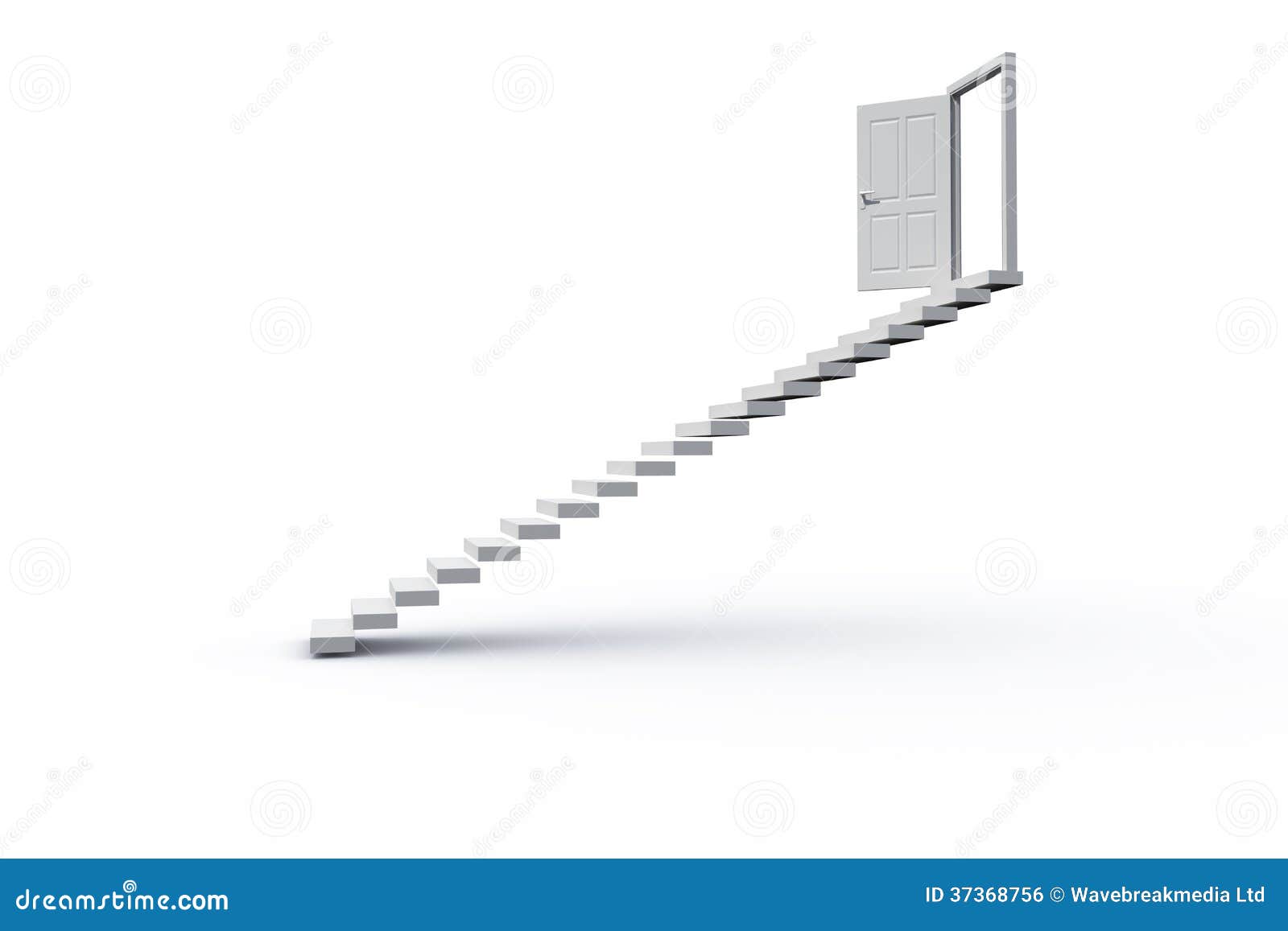 White Steps Leading To Open Door Stock Illustration - Illustration of ...