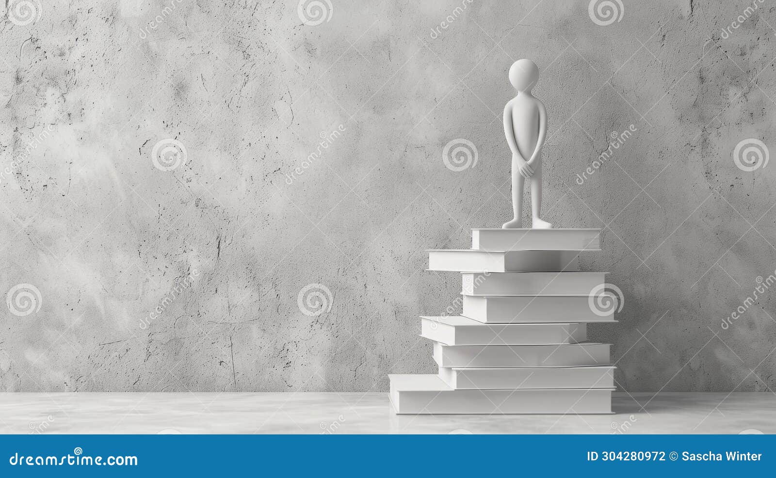 A White Stick Figure is Standing on a Stack of Books Stock Illustration ...