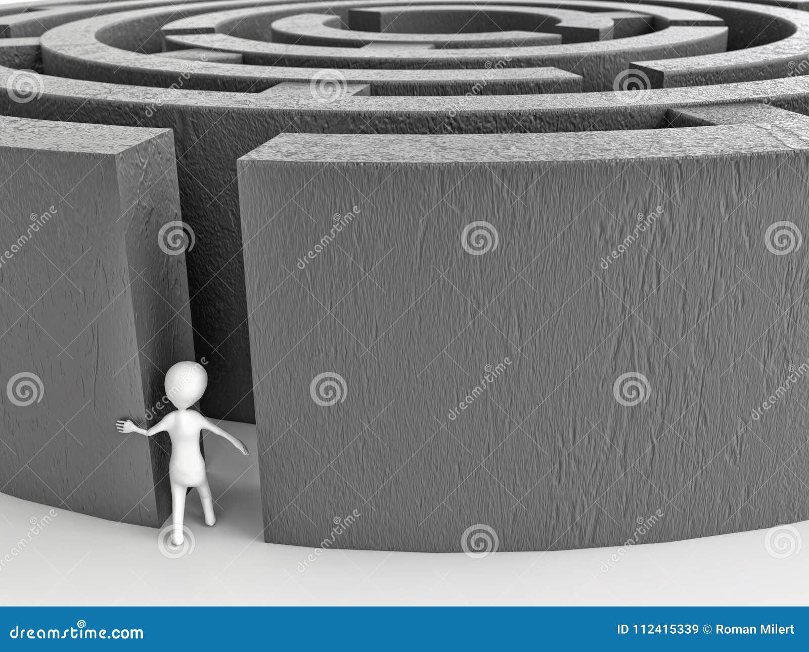 White Stick Man Entering Maze Stock Illustration - Illustration of goal ...