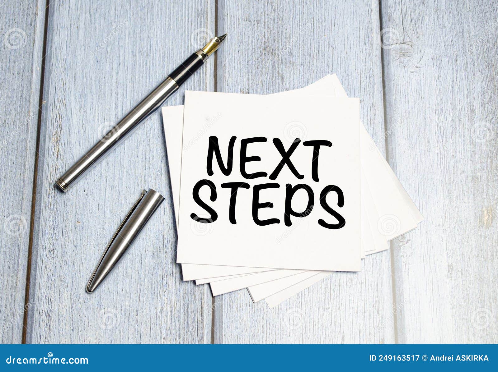 White Sticker with the Inscription - Next Steps Stock Image - Image of ...