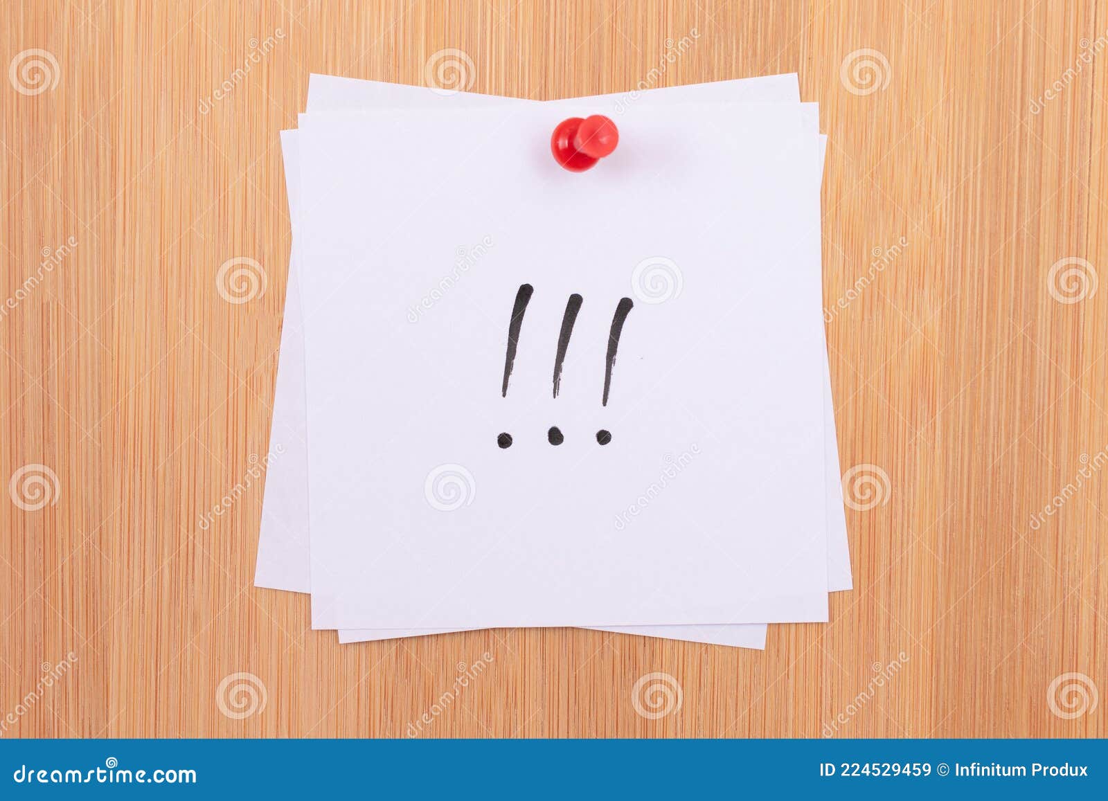 White Sticky Notes with Three Exclamation Points Pinned To the Wooden ...