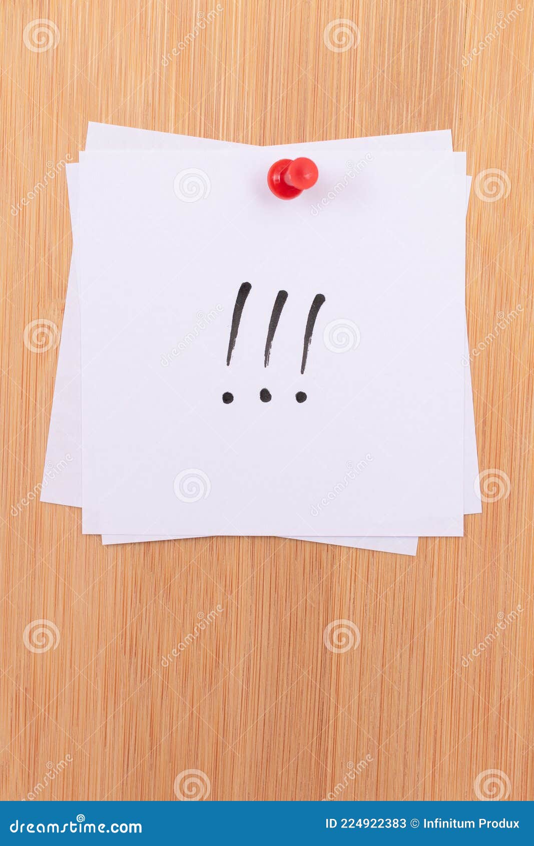 White Sticky Notes with Three Exclamation Points Pinned To the Wooden ...