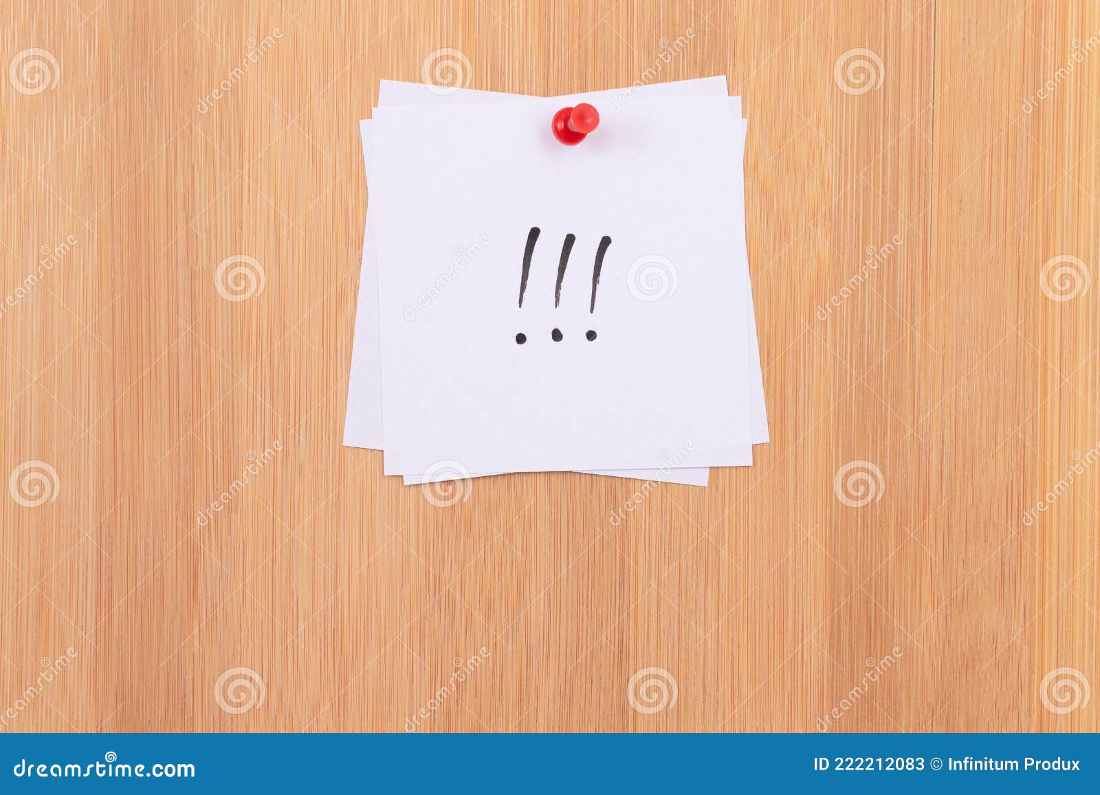 White Sticky Notes with Three Exclamation Points Pinned To the Wooden ...