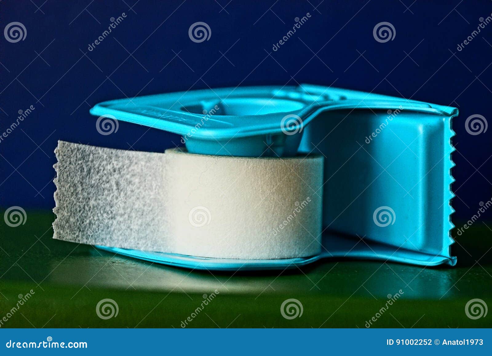 White Sticky Plaster on a Blue Plastic Structure Stock Photo - Image of ...