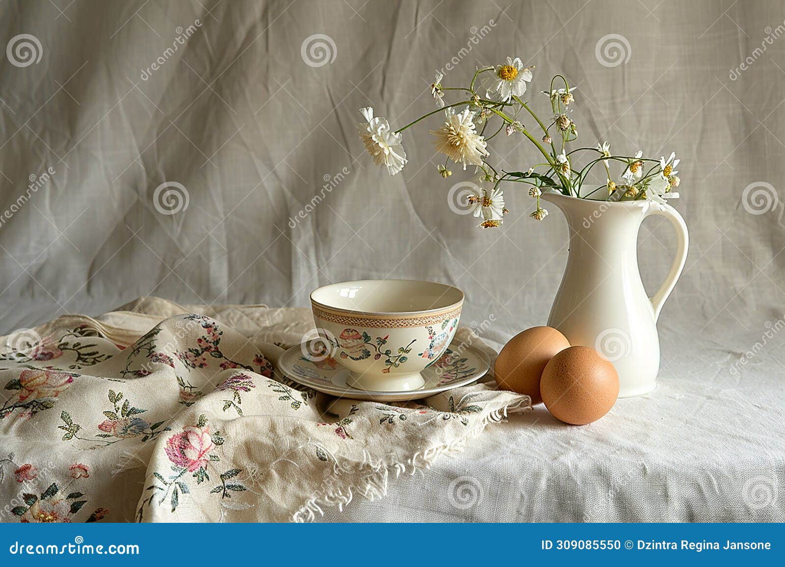 - White Still Life with White Objects and Eggs, Generative Ai. Stock ...