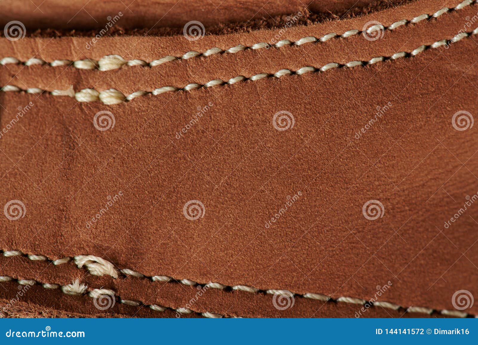 White Stitches on Brown Leather Stock Photo - Image of space, natural ...