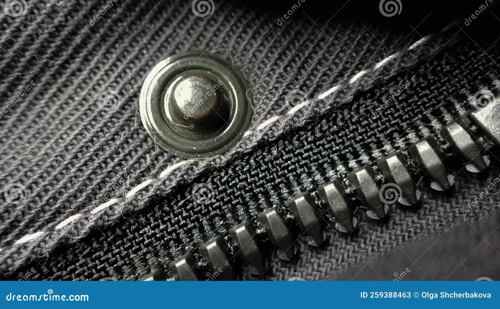 White Stitching on Black Fabric. Texture Black Working Clothes with ...