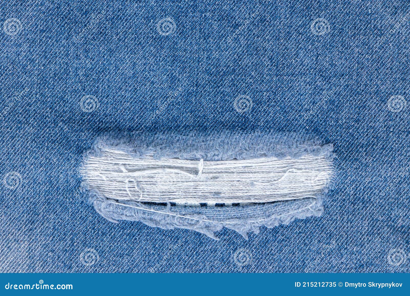 White Stitching on Blue Denim Jeans Patch. Close Up Blue Jean Frame ...