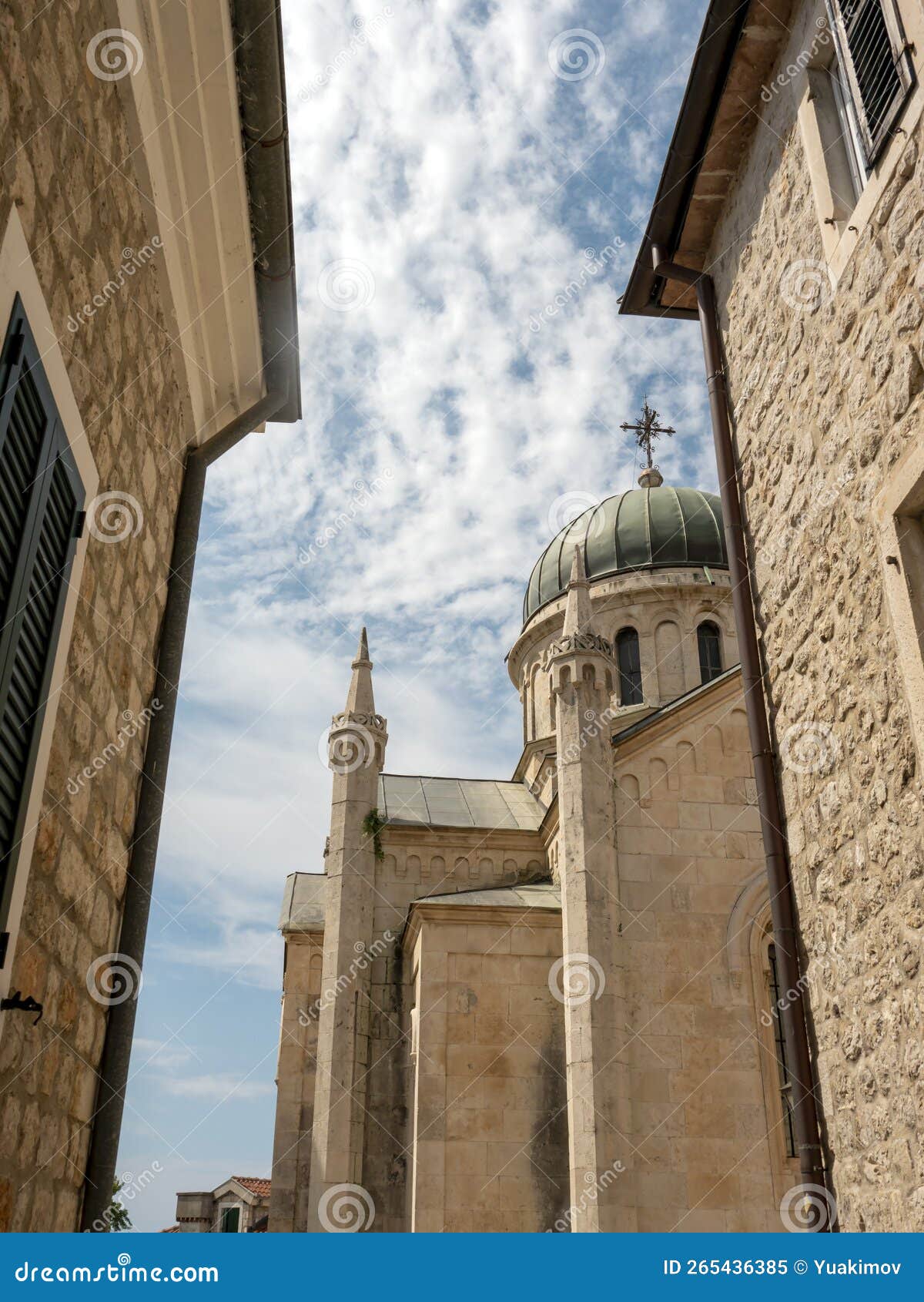 Catholic Chirch Building View between Two Home Walls Made of Stone ...