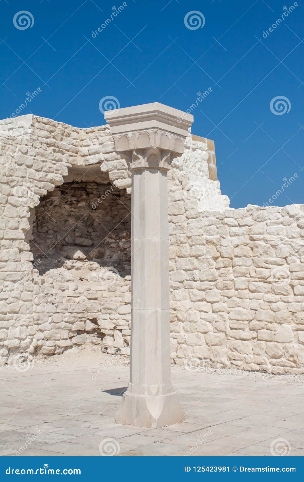 White Stone Column Inside the Ruins. Stock Image - Image of religion ...