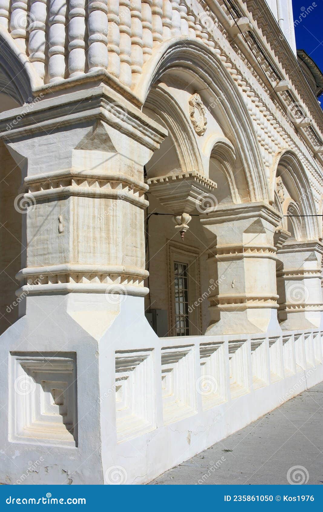 White Stone Columns with Bas-reliefs Stock Photo - Image of deserted ...
