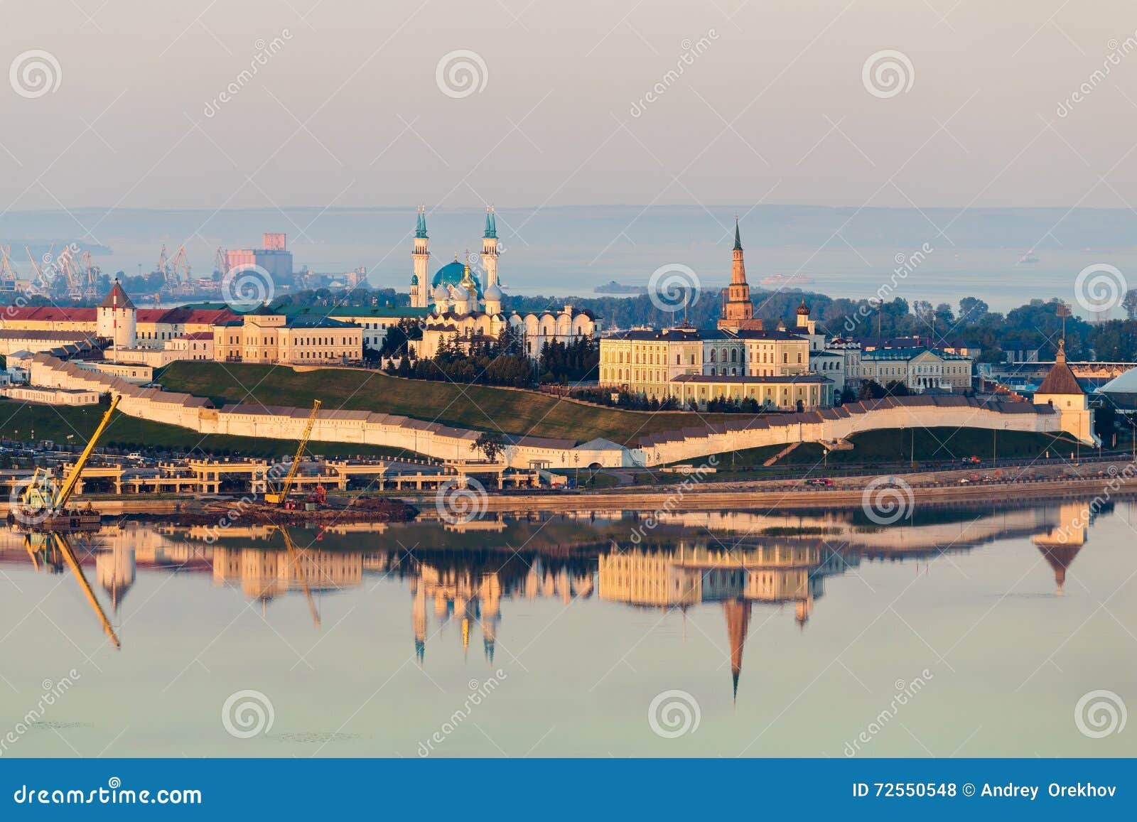 The White-stone Kazan Kremlin at Sunset. Wall Lit by the Sun and ...