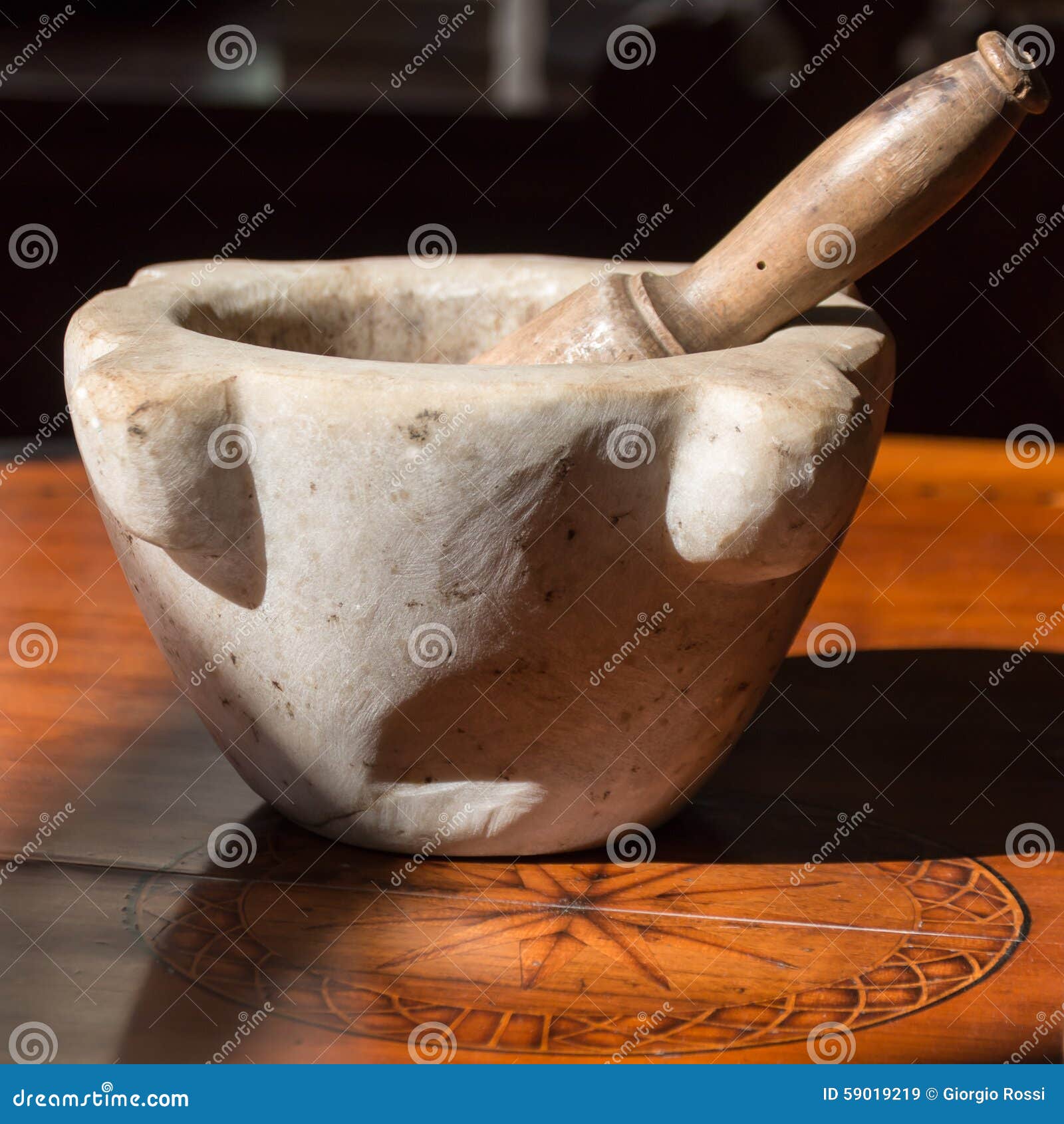 White Stone Mortar and Wooden Pestle Stock Image - Image of cooking ...