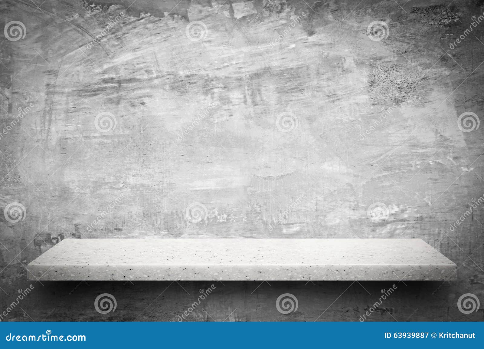 White Stone Shelf on Bare Concrete Wall Background Stock Image - Image ...