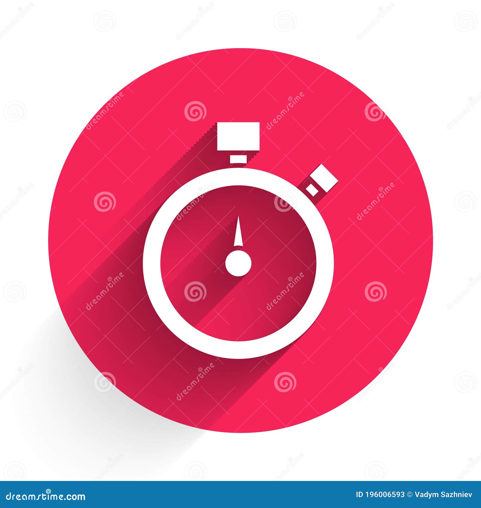 White Stopwatch Icon Isolated with Long Shadow. Time Timer Sign ...