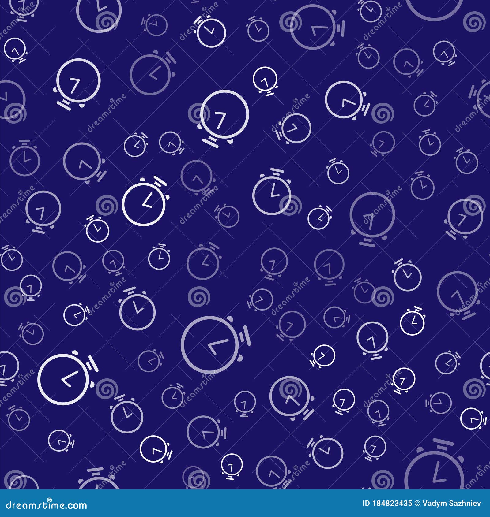 White Stopwatch Icon Isolated Seamless Pattern on Blue Background. Time ...