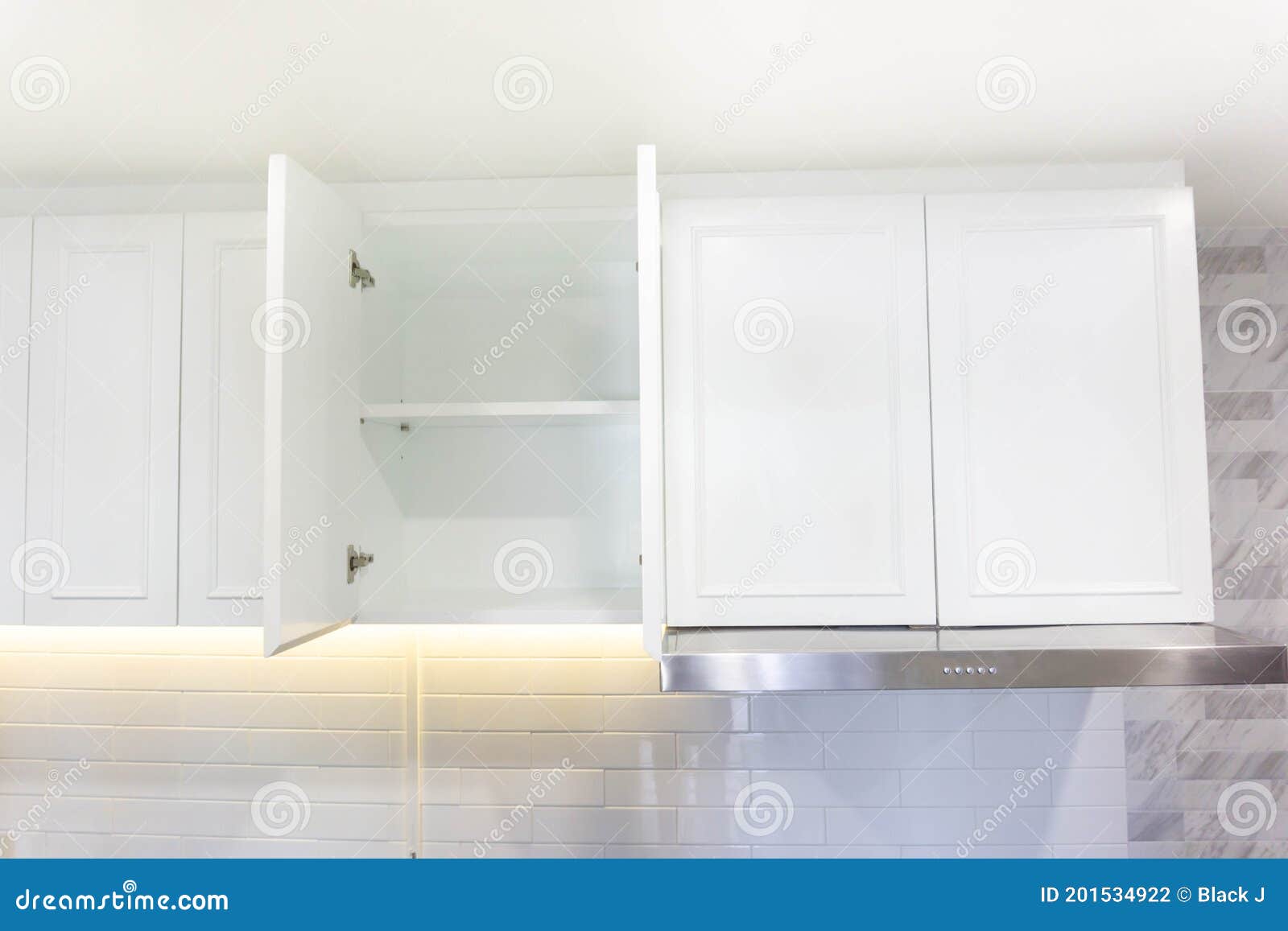 White Storage Cabinet in the Modern Kitchen Stock Photo - Image of ...